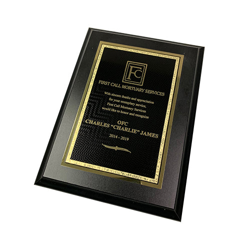 Black Plaque with Black/Gold Brass Plated Steel Textured Plaque Plate ...